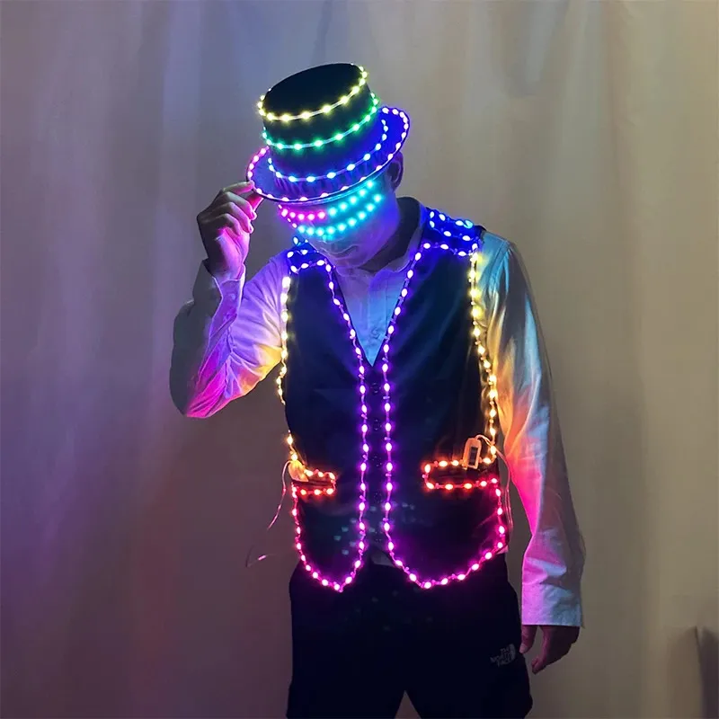 Full Color LED Glow Jazz Dance Fedora Hat with CE RoHS Certified ...