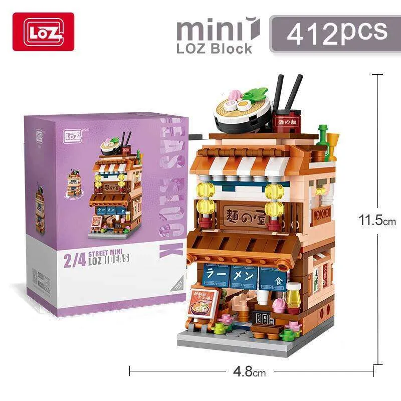 LOZ rotating street series Japanese style ramen food cart building ...