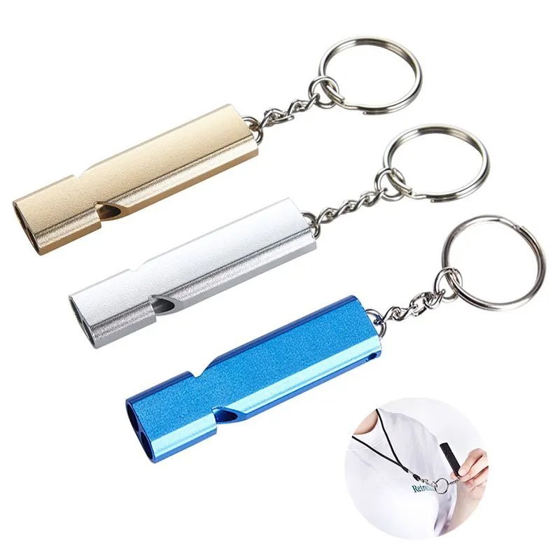 Hj0108 Metal Whistle Keychains Aluminum Alloy Double Hole Survival ...