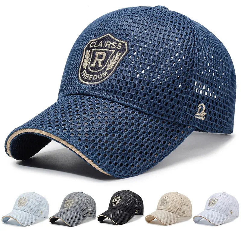 Full Mesh Breathable Baseball Cap Wide Brim Sun Protection High Top ...