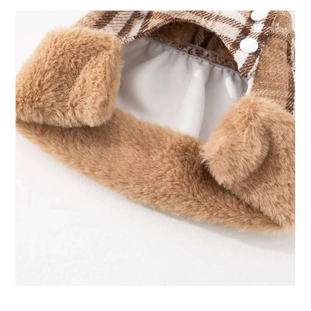 Bow-Tie Cotton Thick-Woven Checkered Dog Costume Warm Puppy Clothes for ...