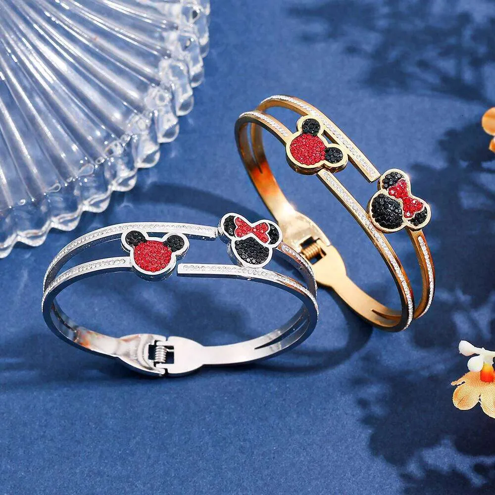 Disney Cartoon Anime Mouse Fashion Bangle Hollow Circle Button Cute ...