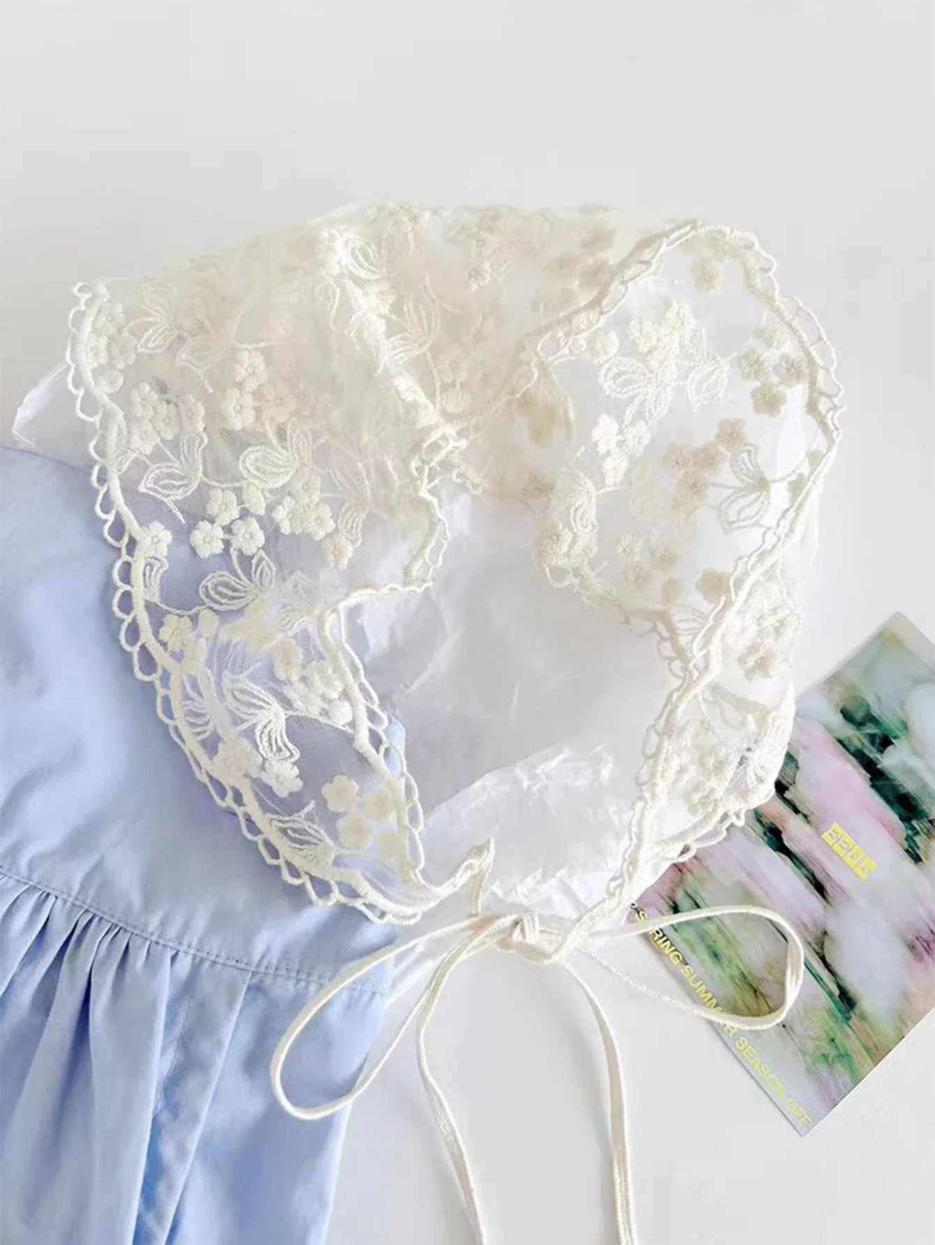 Triangle Lace Scarf Faux Fur Embroidered Crochet Floral Wrap for Girls ...