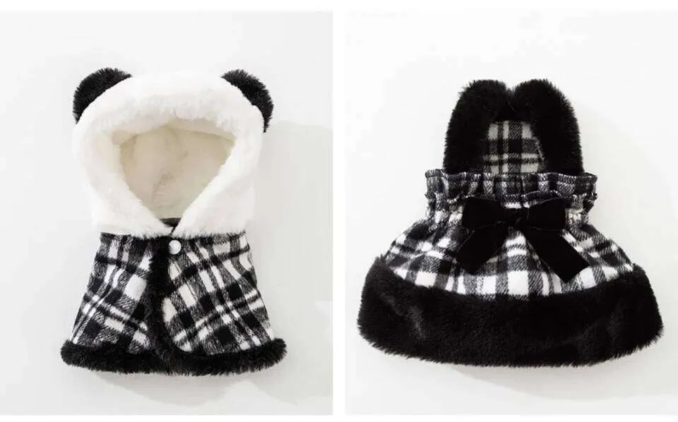 Bow-Tie Cotton Thick-Woven Checkered Dog Costume Warm Puppy Clothes for ...