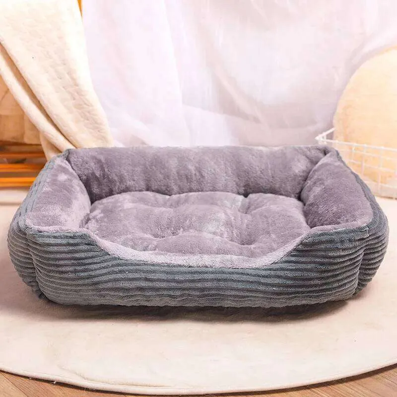 Plush Dog Rectangle Kennel Small Pet Sofa Bed Winter Warm Cushion for ...