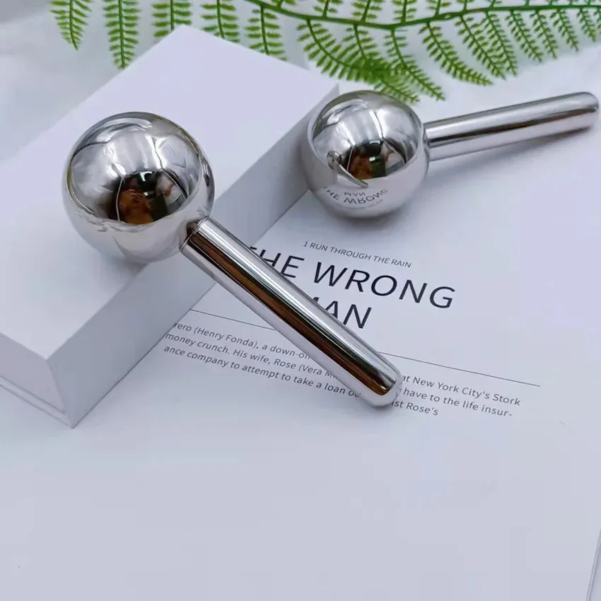 Face Massager Stainless Steel Ice Ball Hand Instrument for Facial and ...