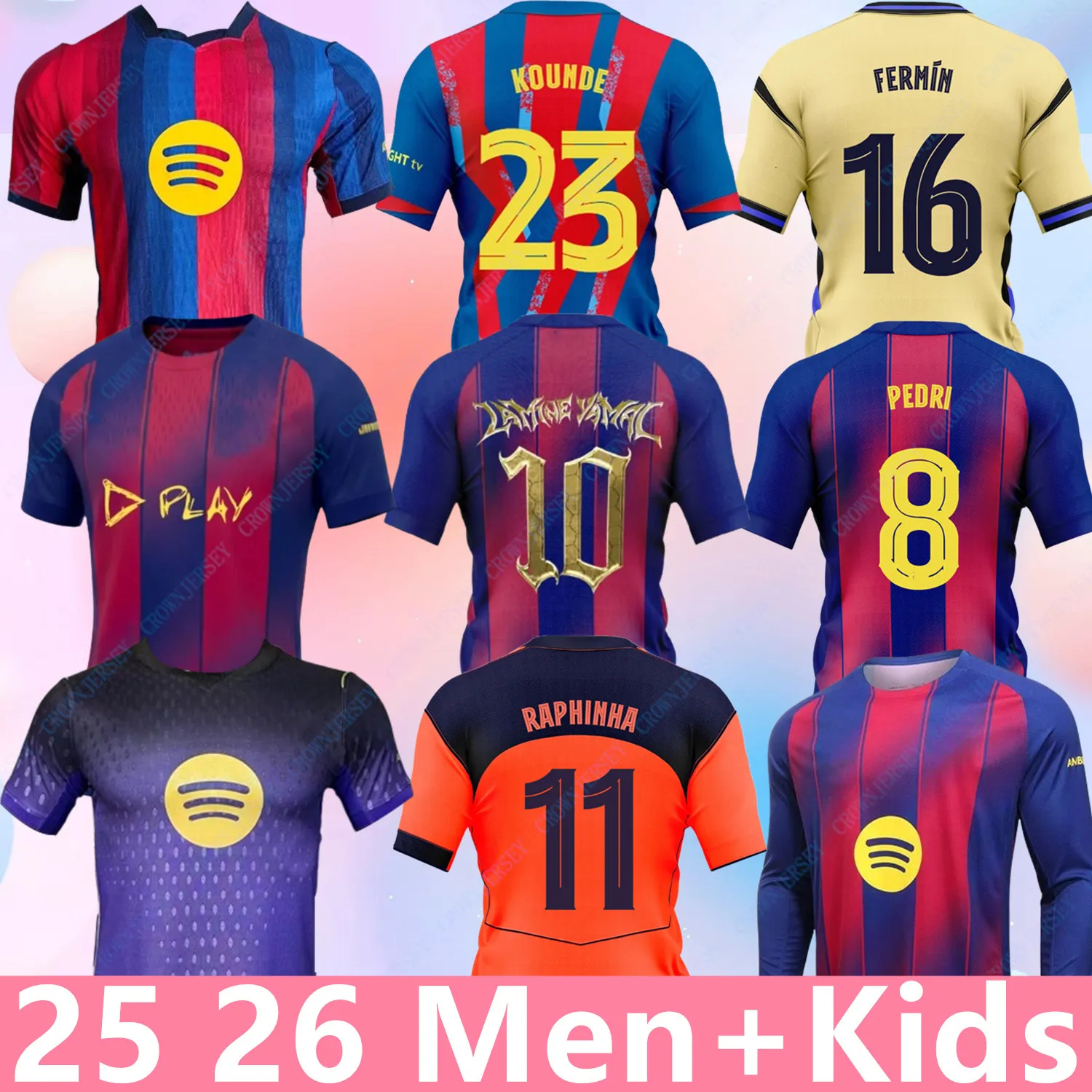 25 26 27 Soccer Jerseys LEWANDOWSKI Men Kids Barcelone Football Shirts ...