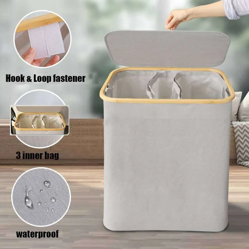 160L Extra Large Plastic Laundry Basket with Lid and Side Handles ...