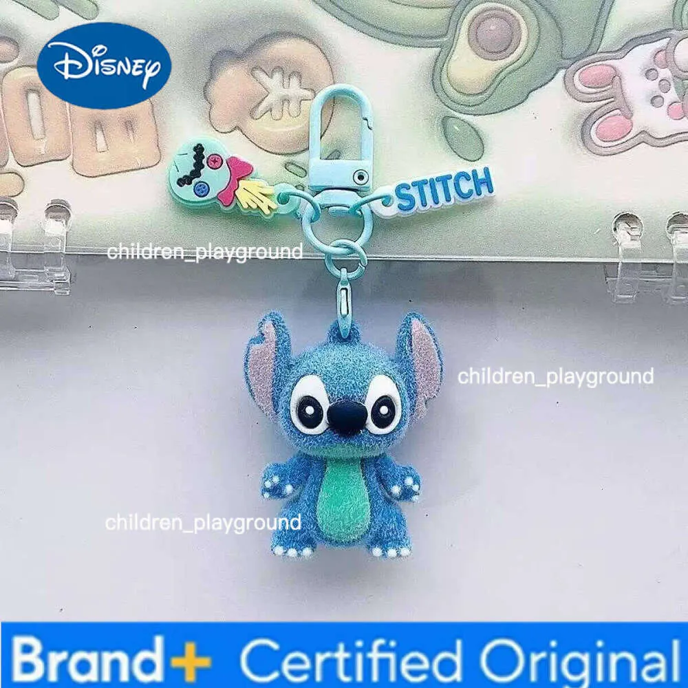 Disney Adorable Stitch Flocked Alien Creature Keychain Cute Backpack ...