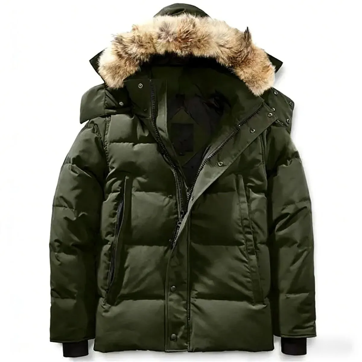 Maya M Menjia Mens Hooded Coyote Fur Down Jacket with Detachable Hat ...