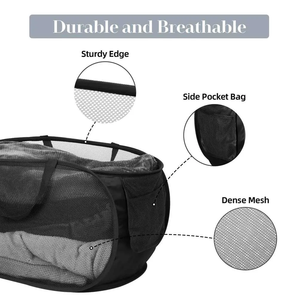 Extra-Large Plastic Mesh Hamper Bag with Handles Foldable Laundry ...