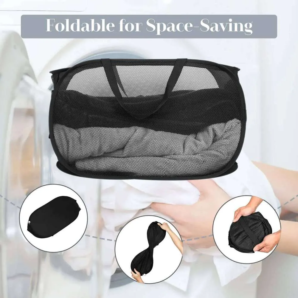 Extra-Large Plastic Mesh Hamper Bag with Handles Foldable Laundry ...
