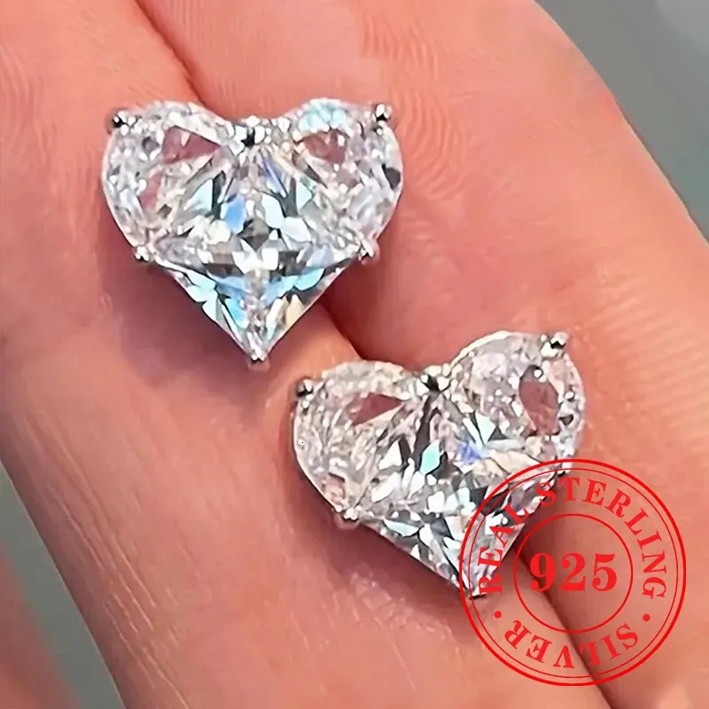 Huitan Heart Shape Stud Earrings Gold Artificial Material with White ...
