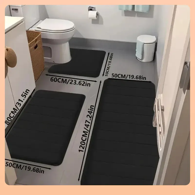 Memory Foam Carpet Mats Floor Mat Set PVC Square Shape for Bathroom and ...