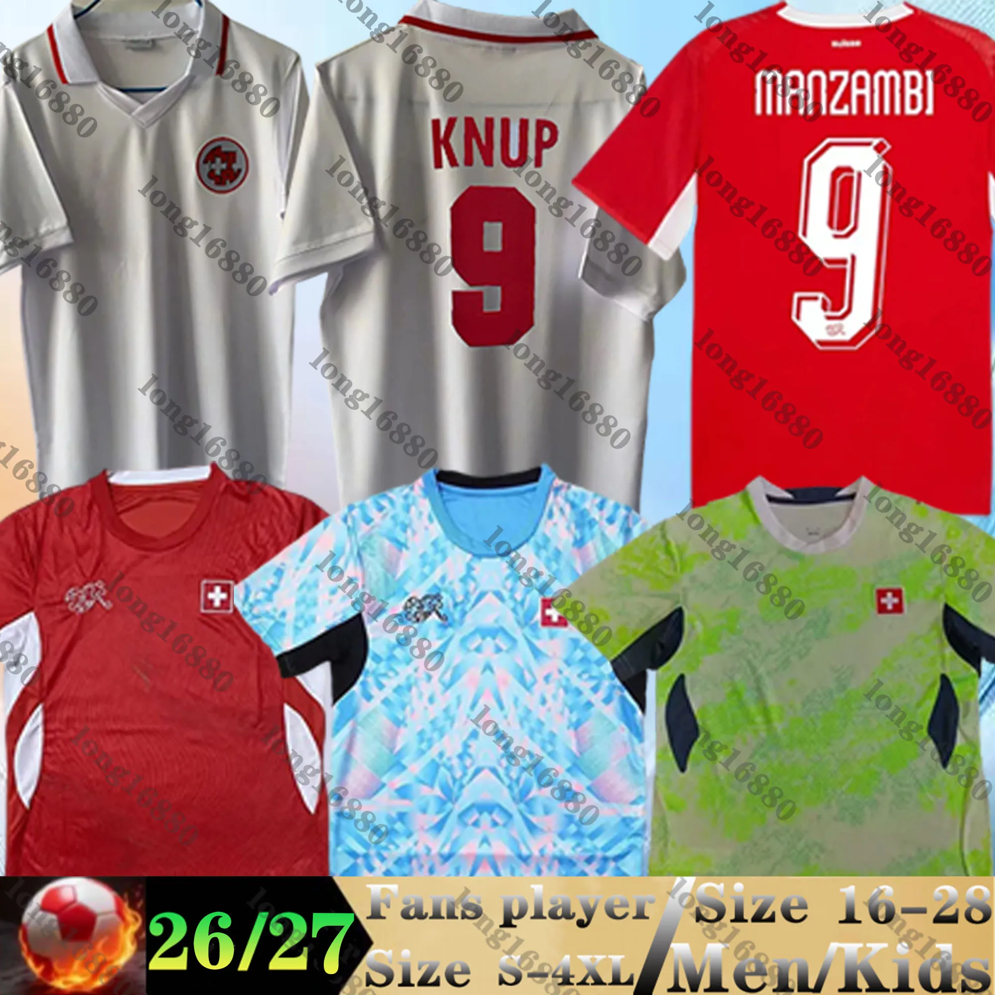 2026 2027 World Cup Switzerland Soccer Jerseys X H A K A Retro 94 Home ...