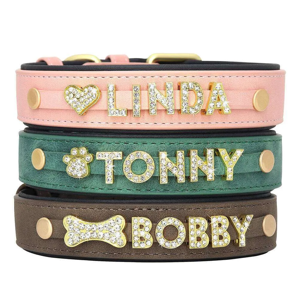 Personalized Soft Collar Canvas Puppy Cat ID Collar with Rhinestone ...