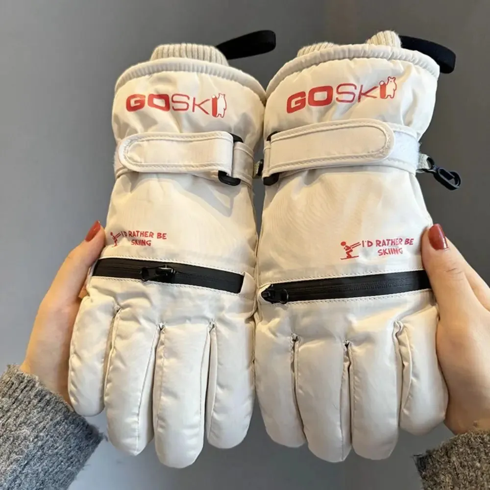 Thermal Full Finger Skiing Gloves Thick Waterproof Polyester Snow ...