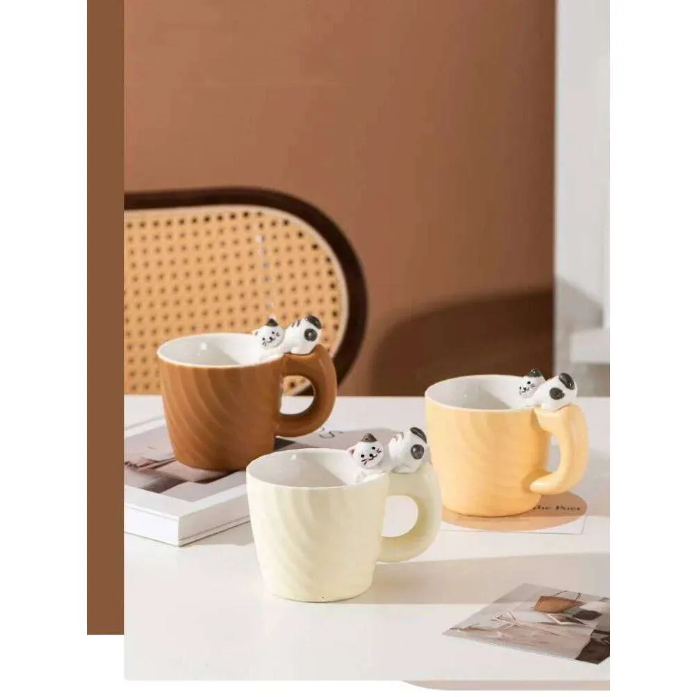 Creative Cartoon Ceramic Mug Porcelain Cat Paw with Spoon Handgrip for ...