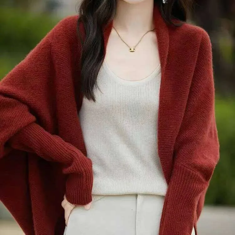 Womens Knitted Cardigan Sweaters Loose Fit Acetate Shawl Collar Batwing Sleeve from Dhgate Women ...
