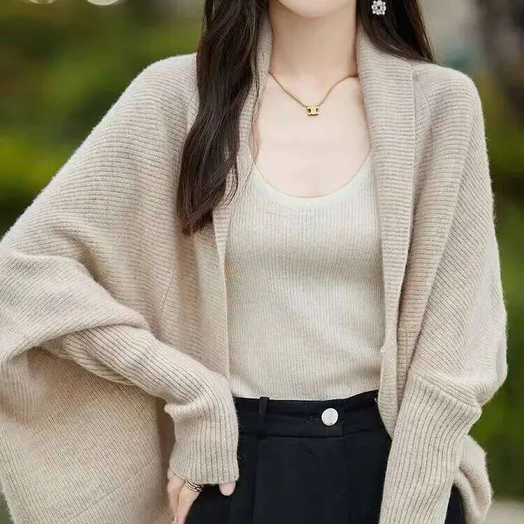 Womens Knitted Cardigan Sweaters Loose Fit Acetate Shawl Collar Batwing Sleeve from Dhgate Women ...