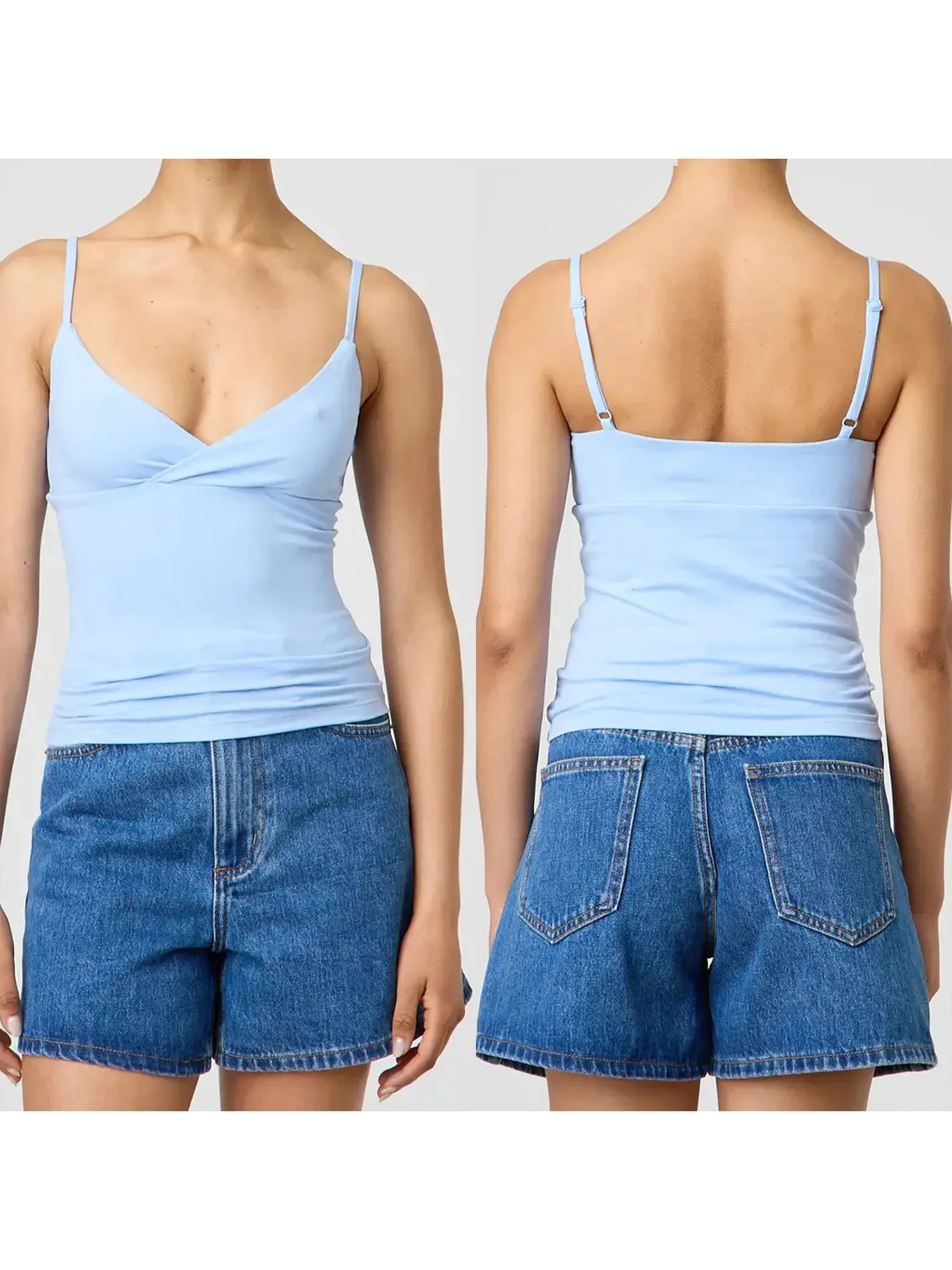 Y2k Womens Summer Cropped Acetate Cami Tops Sleeveless Open Back V Neck ...