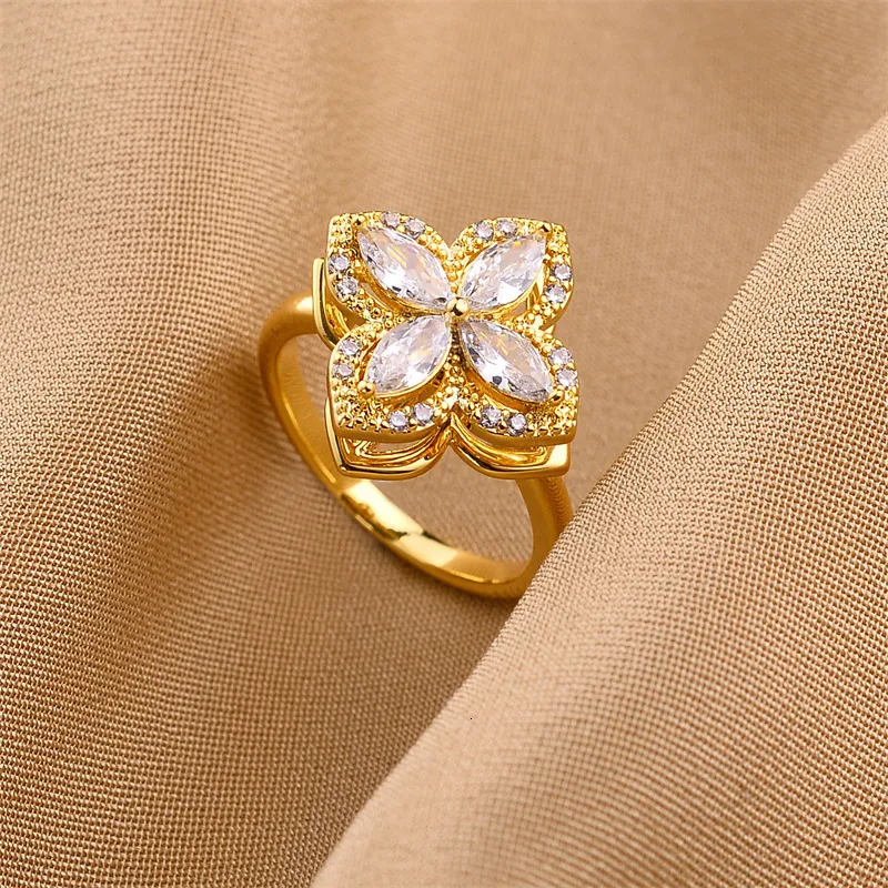 Gold Plated Jewellery Ring for Women with Crystal Rhinestone, Silver ...
