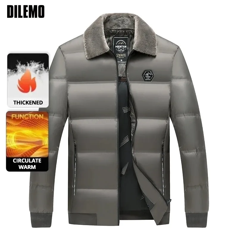 Middle Aged Men's Bubble Puffer Winter Jacket Men Windbreaker Coat With ...
