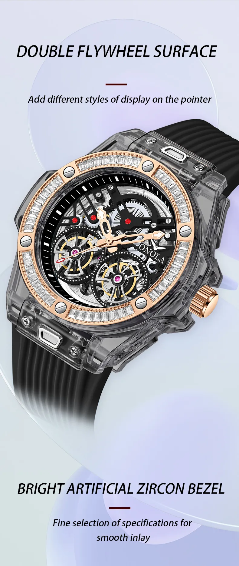 Full Diamond Hollow Mechanical Watch Black Gold 30M... From ...