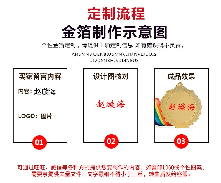 Customizable zinc alloy sports medals 2.75 in diameter in gold, silver ...