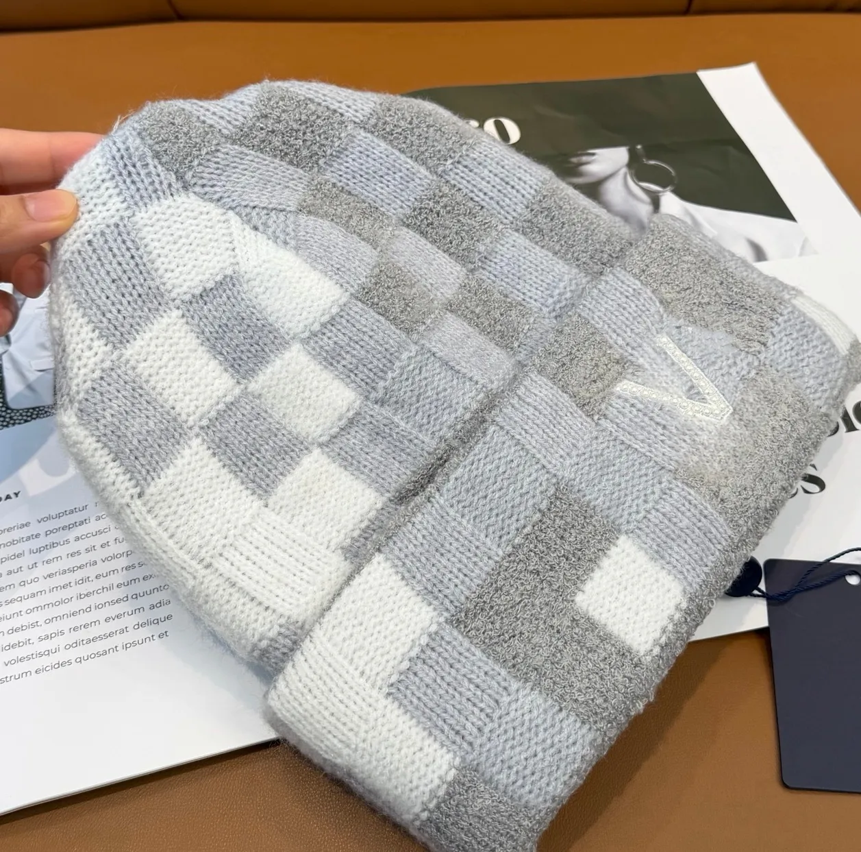 Winter beanie hat with blending wool dome top and fitted strap for ...