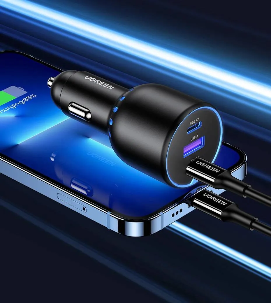 Car-mounted 130W Fast Charging USB Type-C Car Charger for Xiaomi iPhone ...
