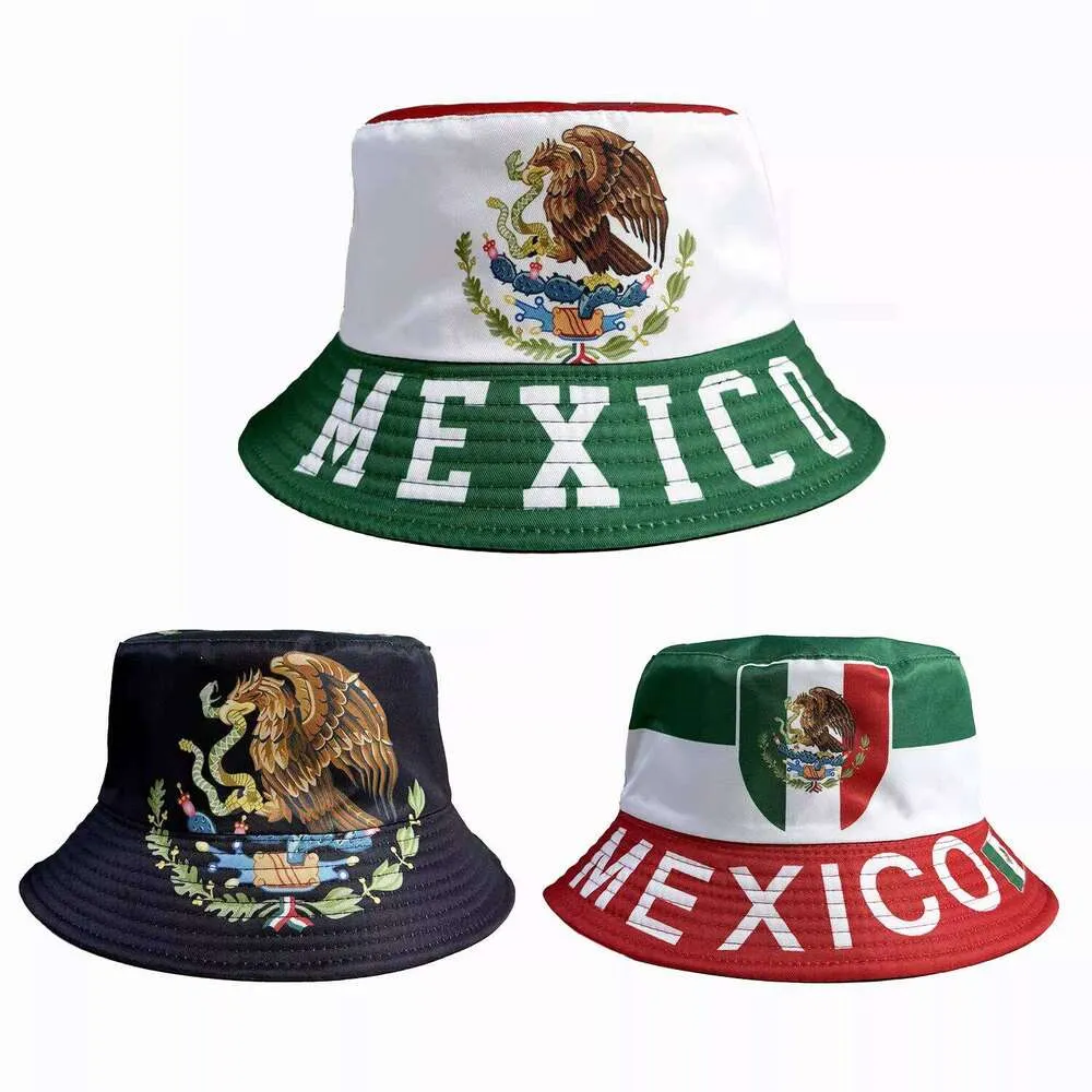 Mexico Reversible Fisherman Bucket Hat World Cup Fan Support Flag Print ...