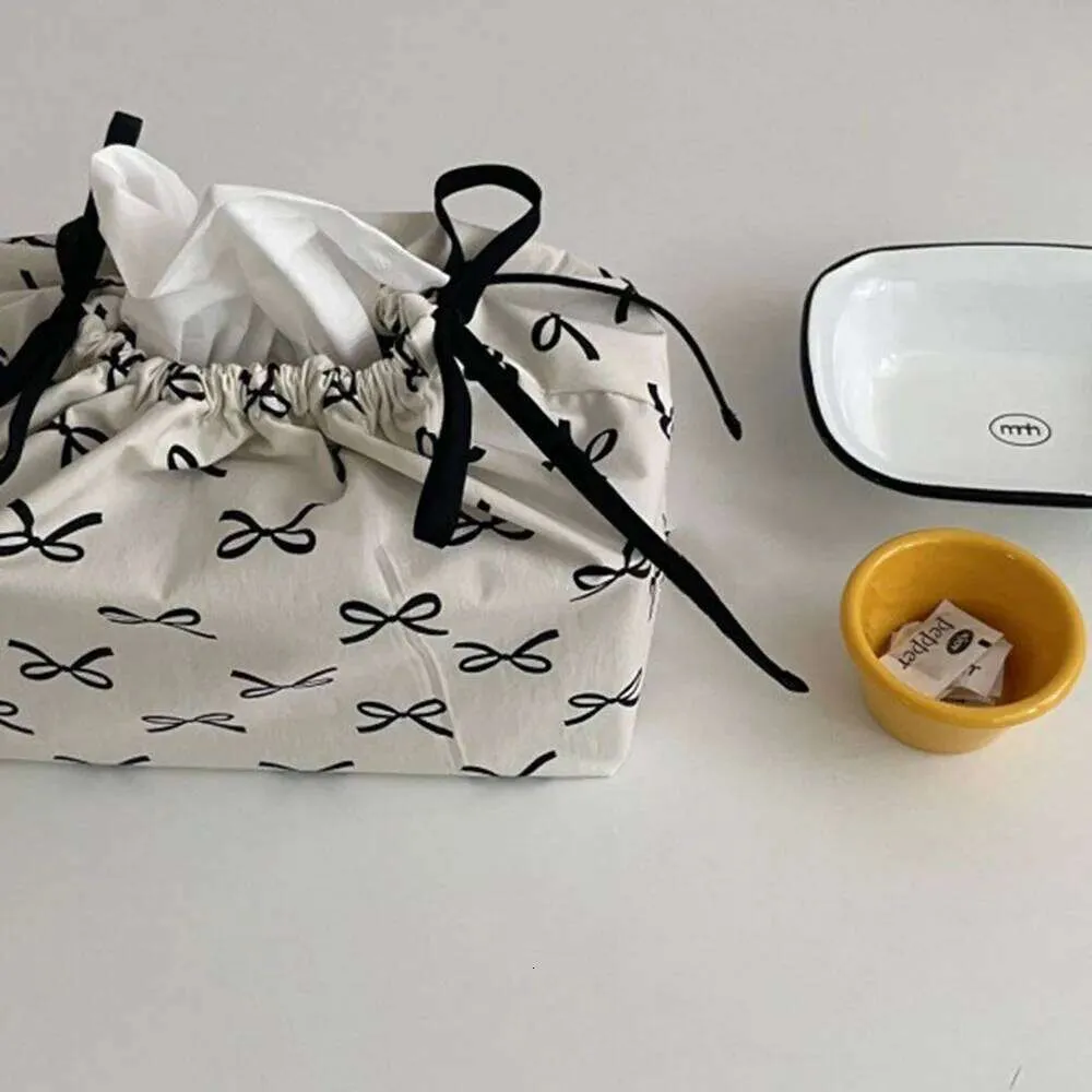 Bow Storage Bag with Ribbon Drawstring for Removable Tissue Boxes ...