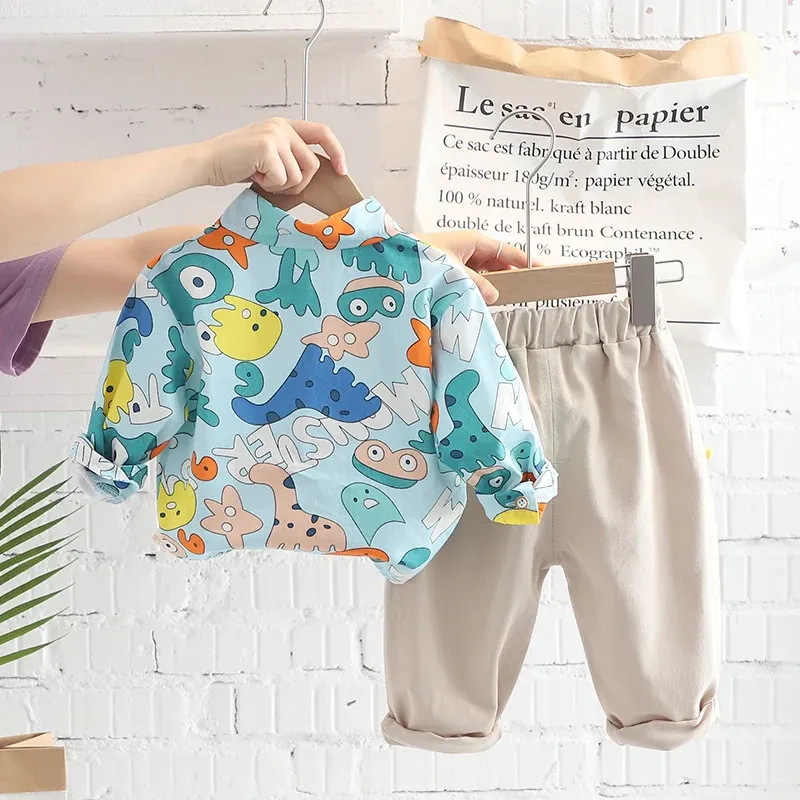 Spring Baby Boys Infant Clothing Set Hooded Vest and Long Sleeve Shirt ...