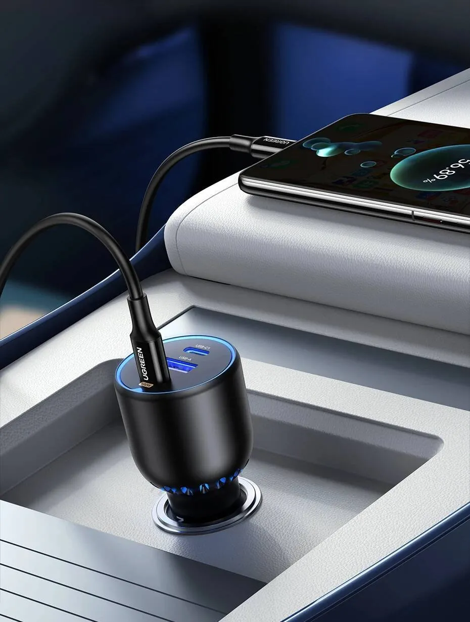 Car-mounted 130W Fast Charging USB Type-C Car Charger for Xiaomi iPhone ...