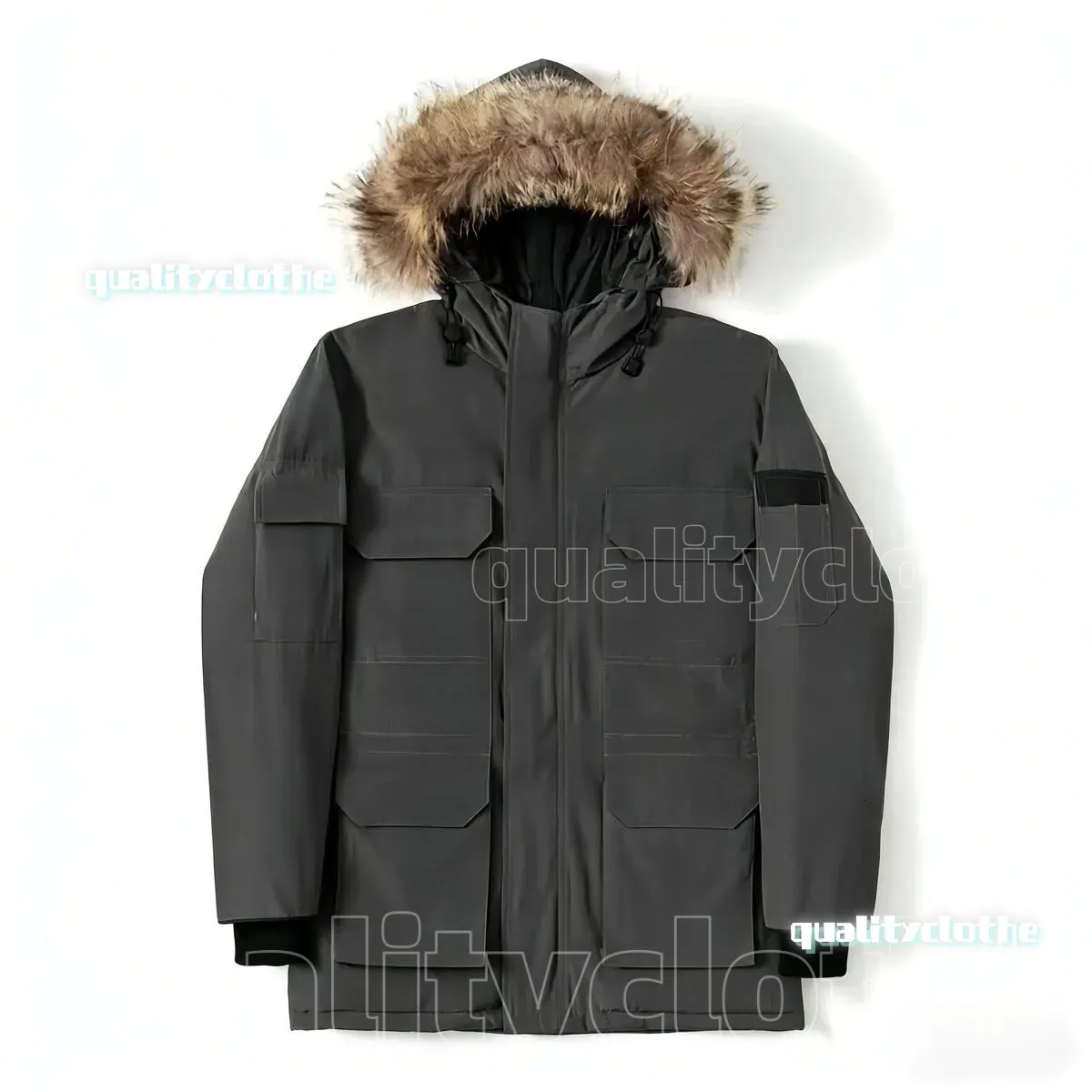 Maya M Menjia Mens Hooded Coyote Fur Down Jacket with Detachable Hat ...