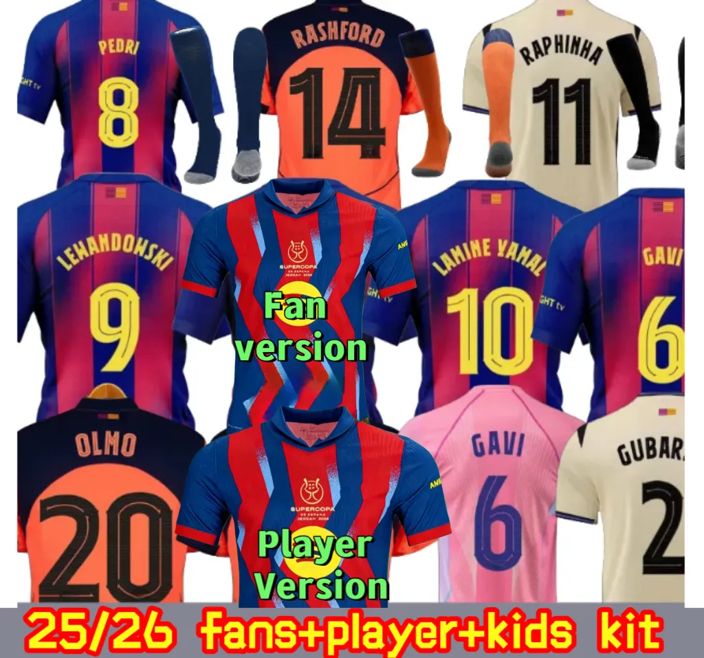 LAMINE YAMAL LEWANDOWSKI PEDRI RASHFORD Kids Soccer Jerseys Player ...