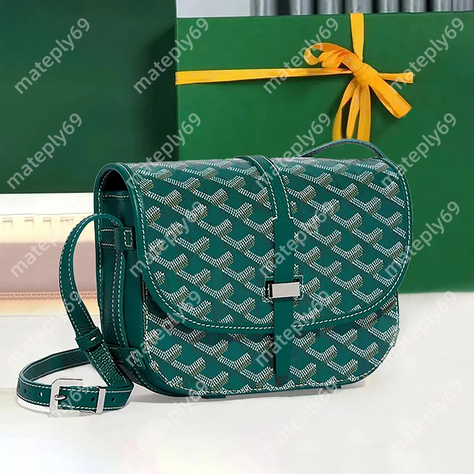 Designer Goyard Shoulder Bag Classic Letter Print Leather Saddle Bag ...