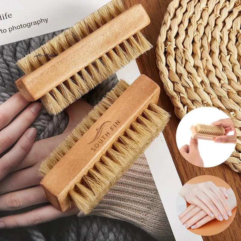 Nail Brushes Double-sided Natural Hair Brush Manicure Pedicure Wood ...