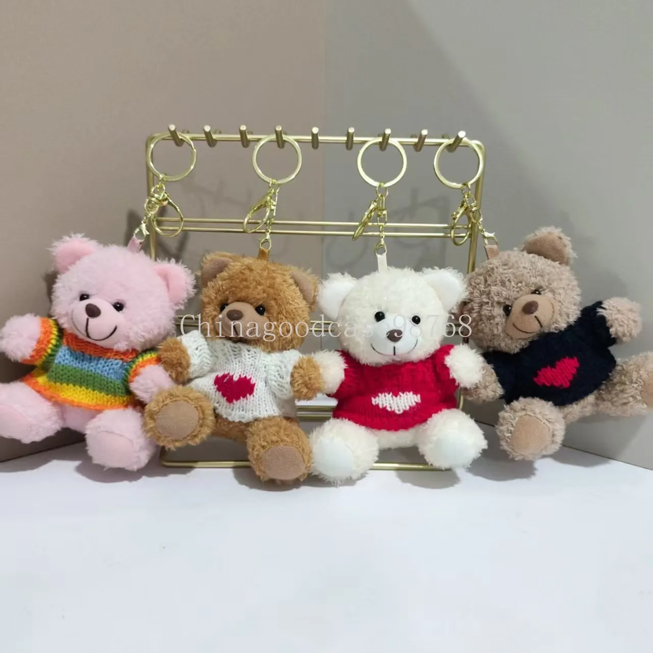 Plush Bear Cartoon Keychain Sitting Doll Small Toy Bear Bag Pendant 10 ...