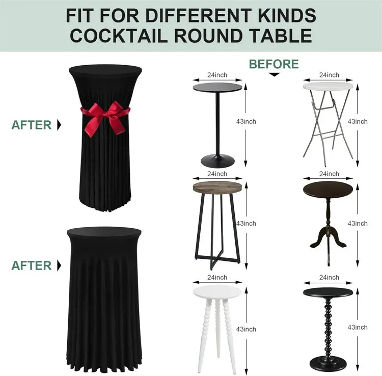 Round High Top Stretch Spandex Cocktail Tablecloth with Skirt ...