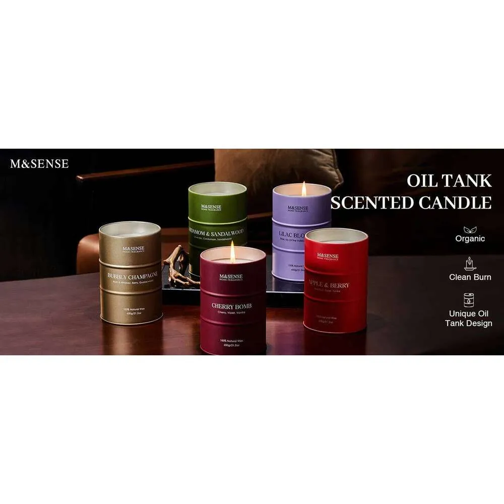 M&SENSE Large Cherry Bomb Scented Candle Natural Soy Wax 21.2 oz 120 ...