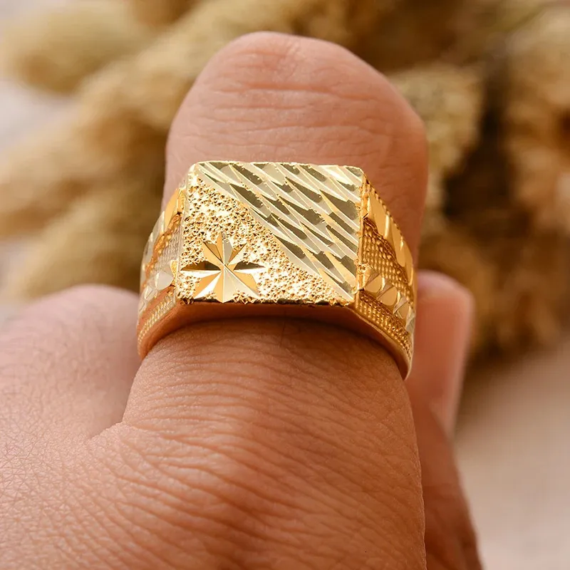 Dubai 24k Gold Plated Horn Ring for Men Cowboy Style Wedding and ...