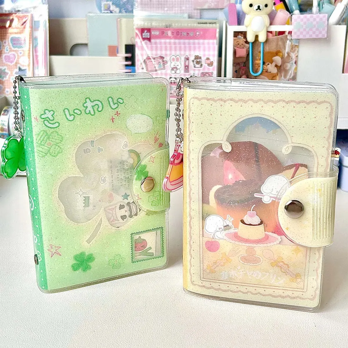 WAKAWAKA A7 Loose-Leaf Notebook Binder with Four-Leaf Clover Glitter ...