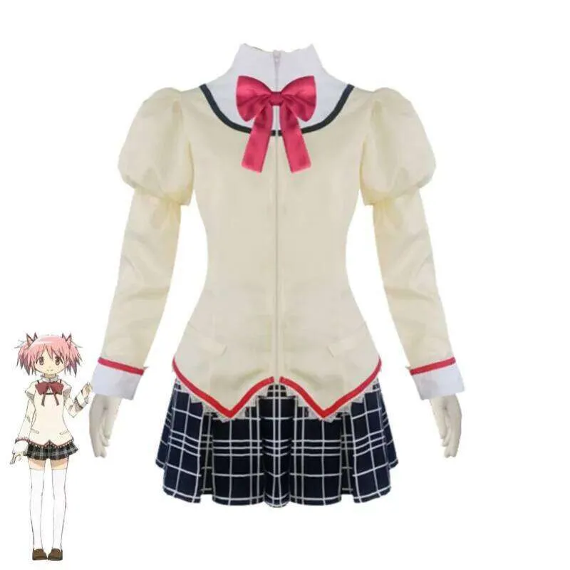 Anime Magical Girl Kaname Madoka Cosplay Costume Full Set with Pink Wig ...