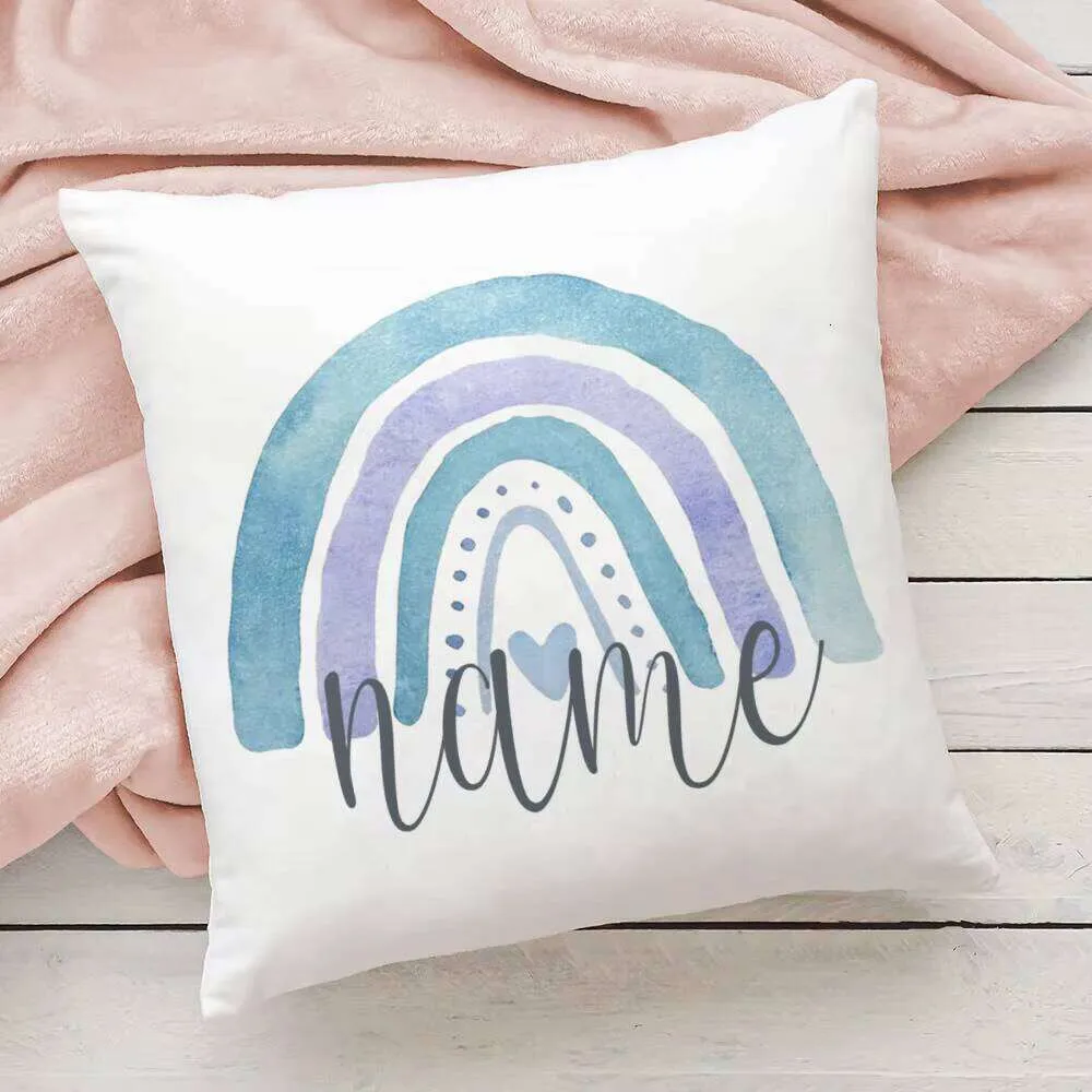 Personalized Rainbow Pillow Case Custom Cushion Cover Polyester Cotton ...