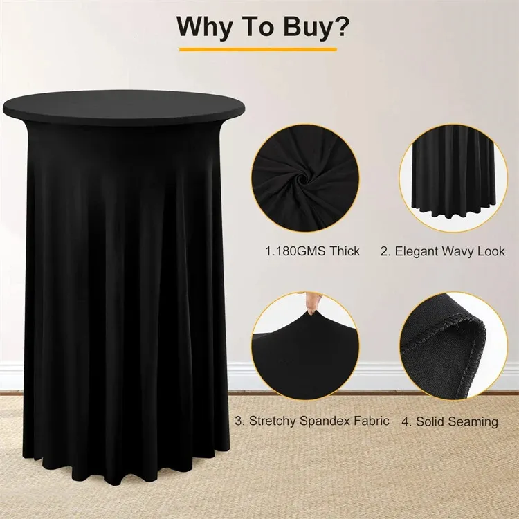 Round High Top Stretch Spandex Cocktail Tablecloth with Skirt ...