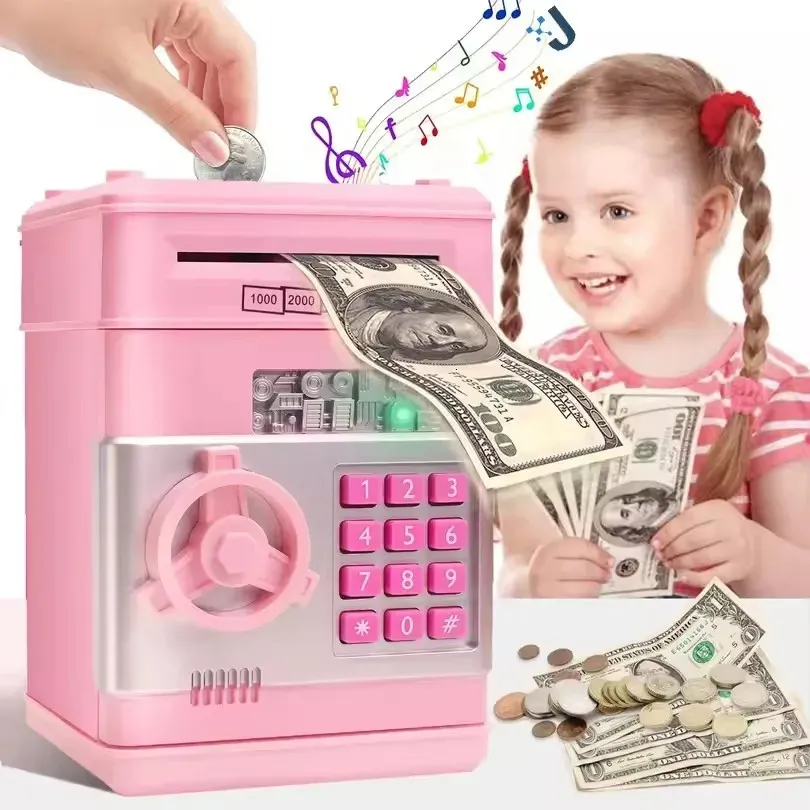 Electronic Piggy Bank ATM Kids Money Bank Coin Can Auto Scroll Paper ...