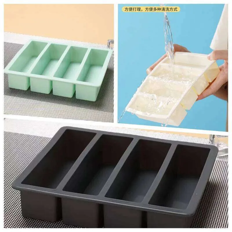 Ice Cube Tray with Lid Large Square Silicone Mold Reusable Rectangular ...