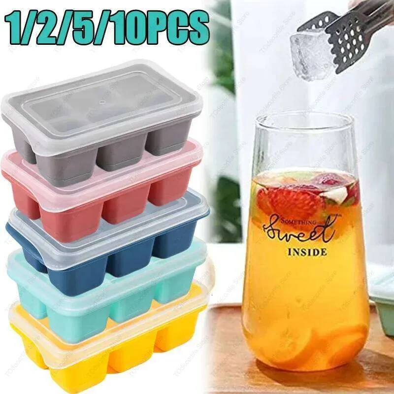 Mini Ice Cube Trays with Airtight Lid, Silicone Rubber, Stackable Small ...